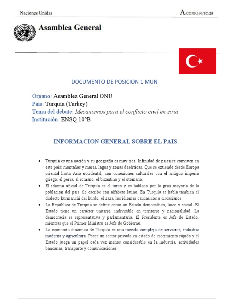 Órgano: País: Tema Del Debate Institución Documento de Posicion 1 Mun | PDF | Ciencias sociales ...