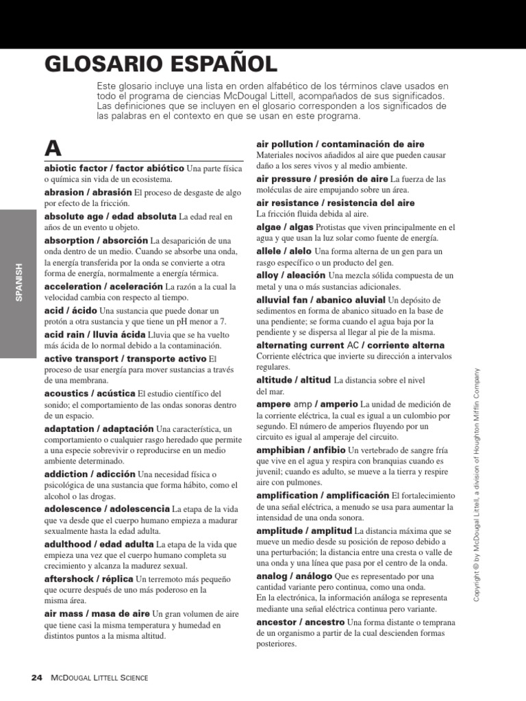 Science GLOSSARY | PDF | Biología Celular) | Tierra
