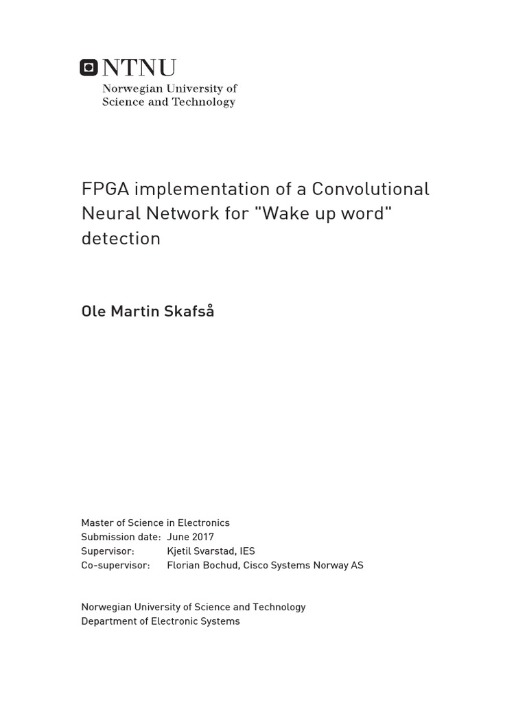 Fpga Implementation Of A Convolutional Neural Network For Wake Up Word Detection Project