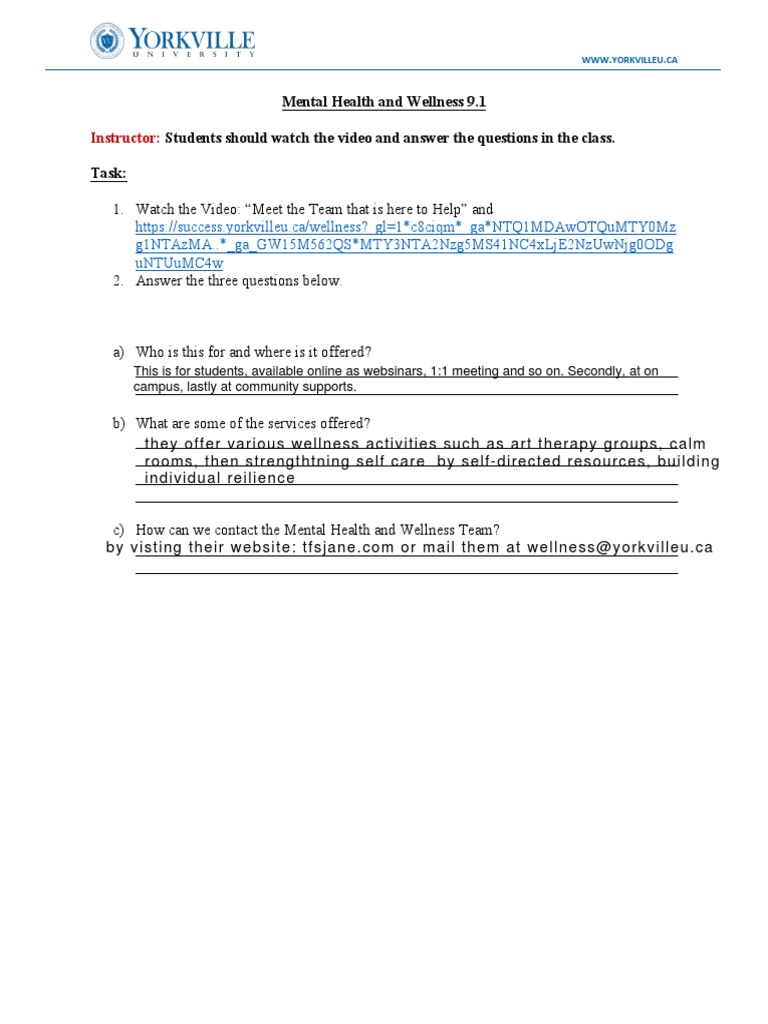 UNIV101 Unit9 Mental Health and Wellness9.1 | PDF | Career & Growth