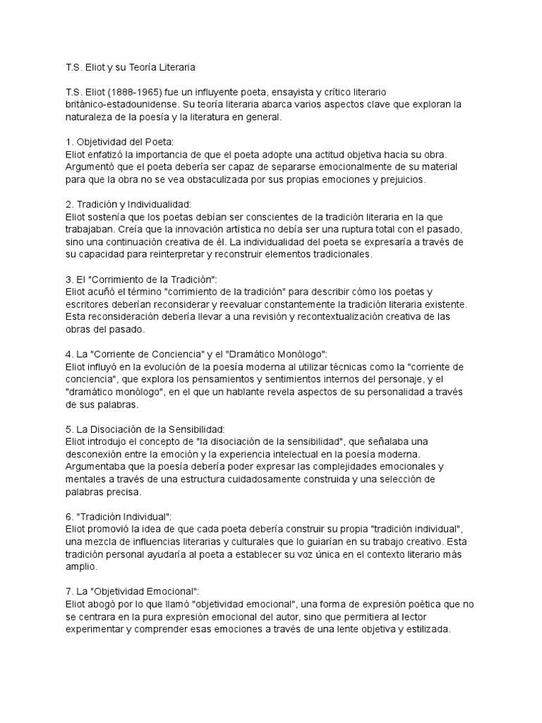 Teoria de Eliot | PDF | Clásicos