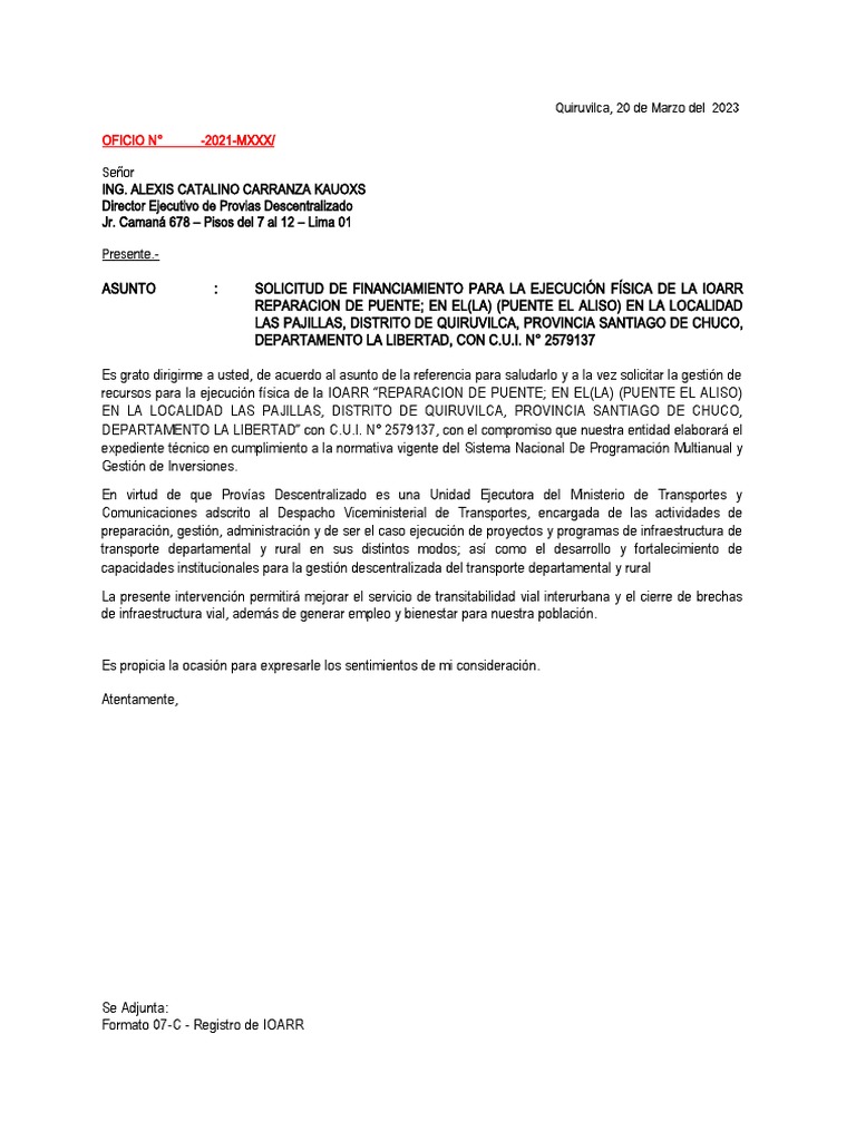 Modelo de Oficio. | PDF