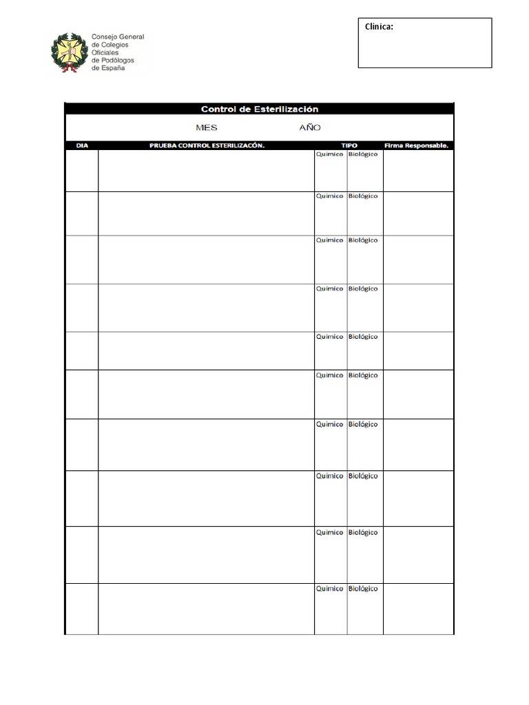 Hoja Control de Esterilización | PDF