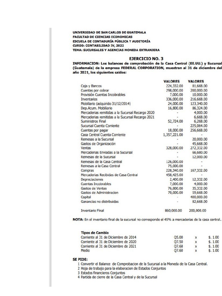 Ejercicio 2 Moneda Extranjera | PDF | Estado de resultados | Economía ...