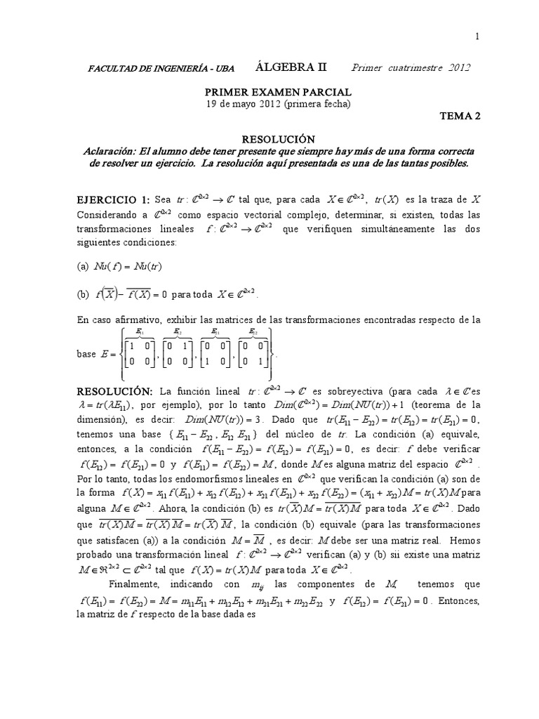 Álgebra II A Parciales 2012 | PDF | Conceptos matemáticos | Funciones y ...