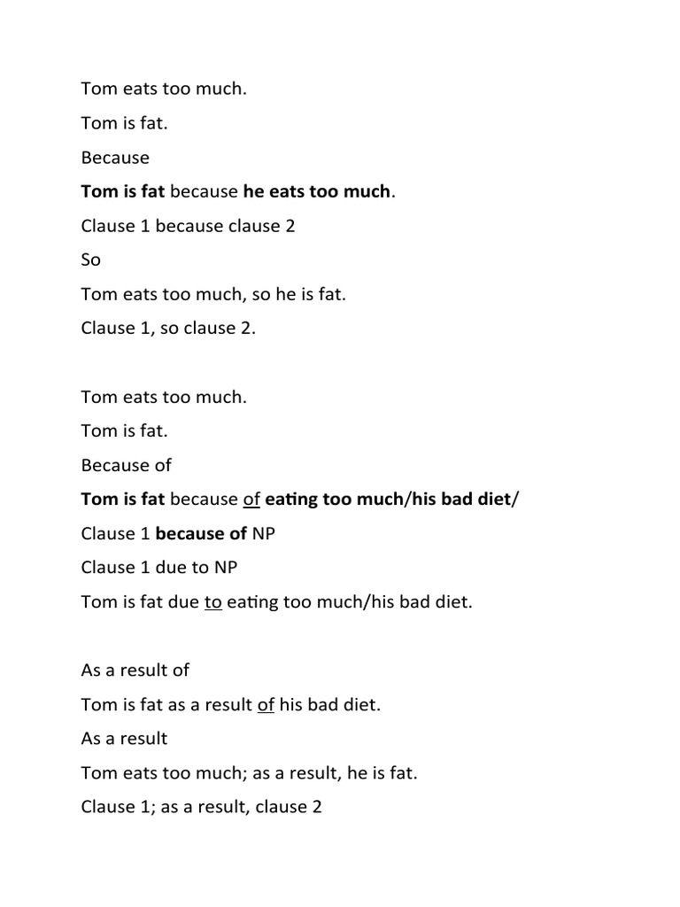 Cause Effect. Language Practice | PDF | Water | Car