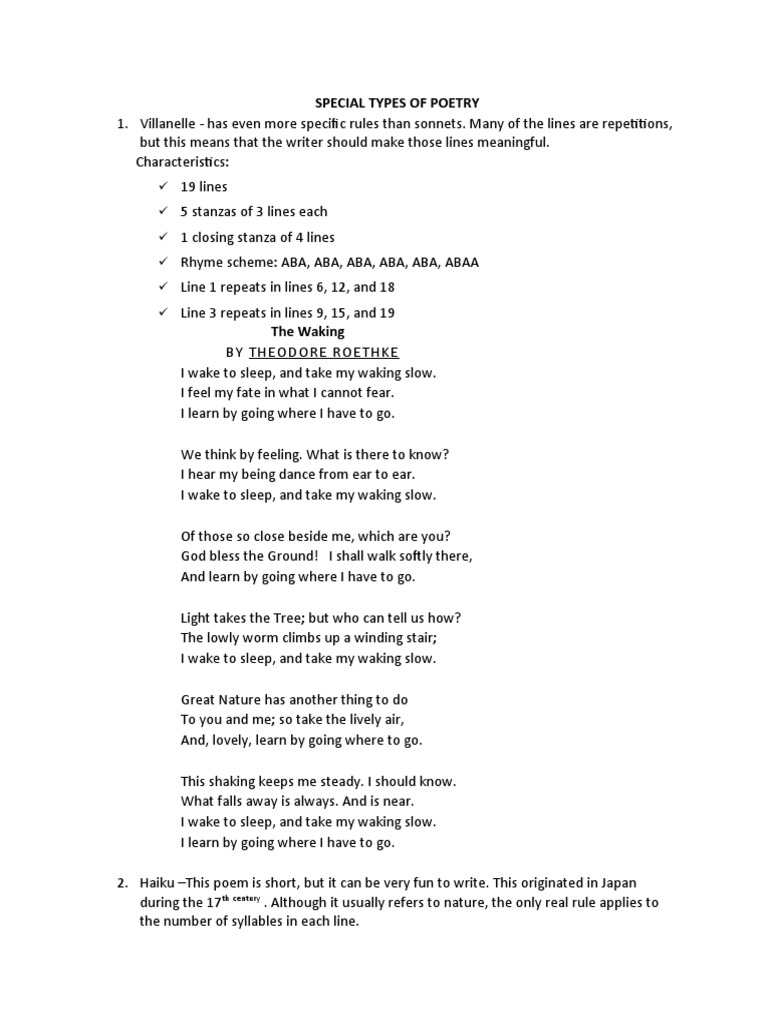 Special Types of Poetry | PDF