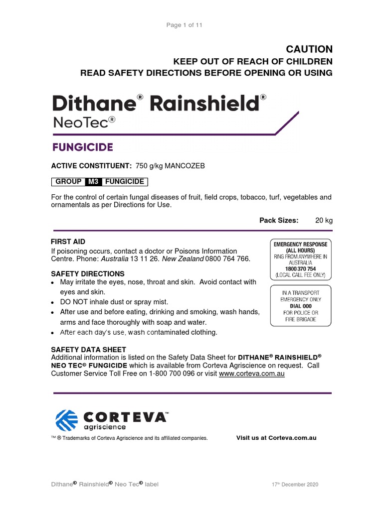 LABEL - Dithane Fungicide | PDF
