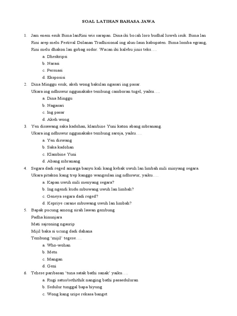 Latihan Bahasa Jawa | PDF