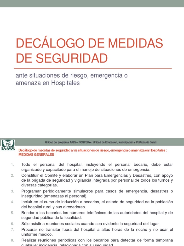 Decálogo de Medidas de Seguridad | PDF | Hospital | Valores