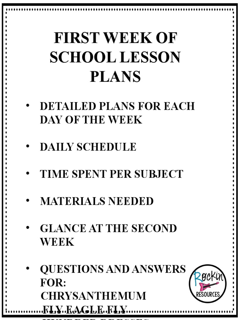 First Week Lesson Plans | Download Free PDF | Books | Notebook