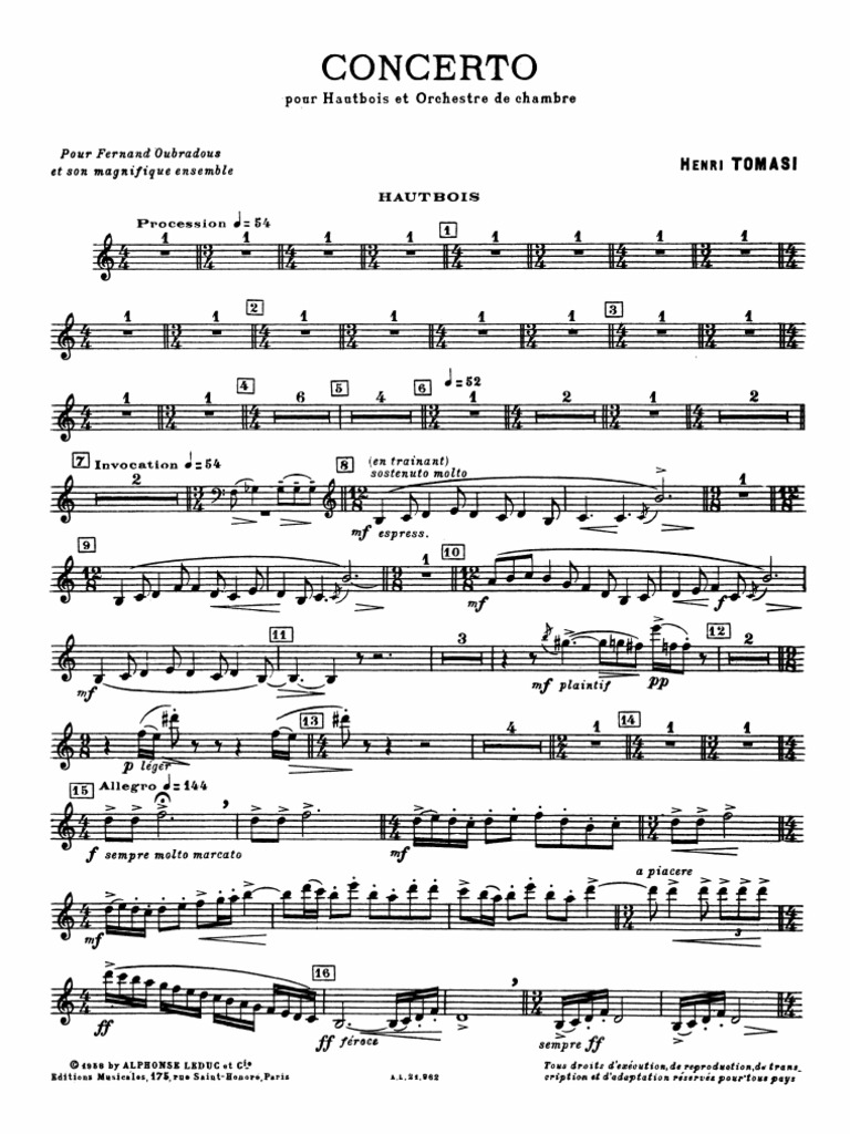Tomasi Oboe Concerto | PDF