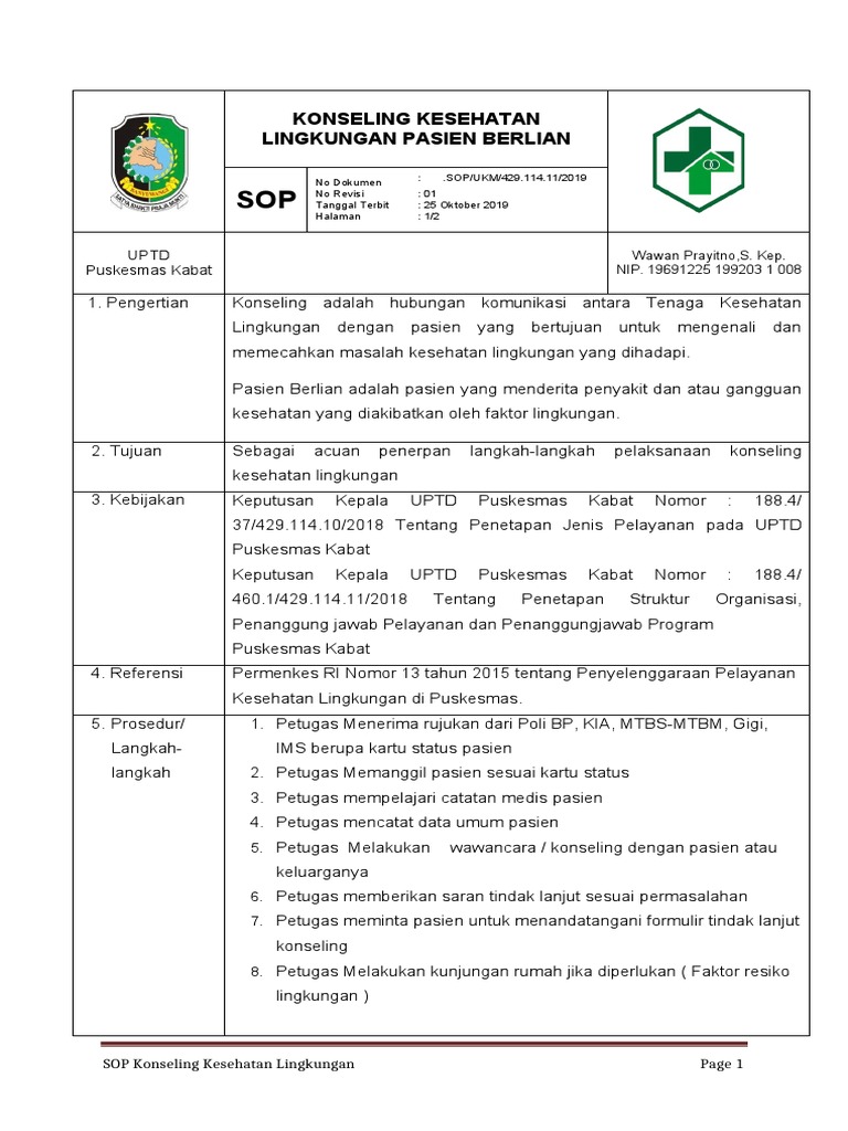 Contoh Sop-Konseling Klinik Sanitasi | PDF | Pengembangan Diri