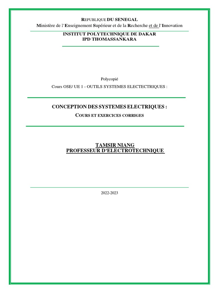 Conception des Systèmes Électriques | PDF