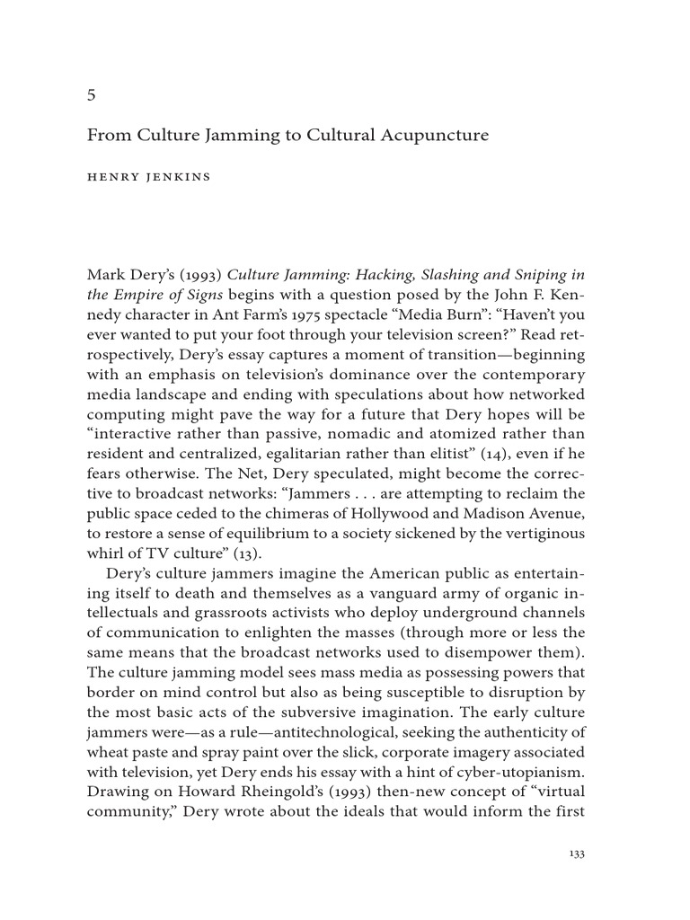 (Culture Jamming) 5. From Culture Jamming To Cultural Acupuncture | PDF (Culture Jamming) 5. From Culture Jamming To Cultural Acupuncture | PDF