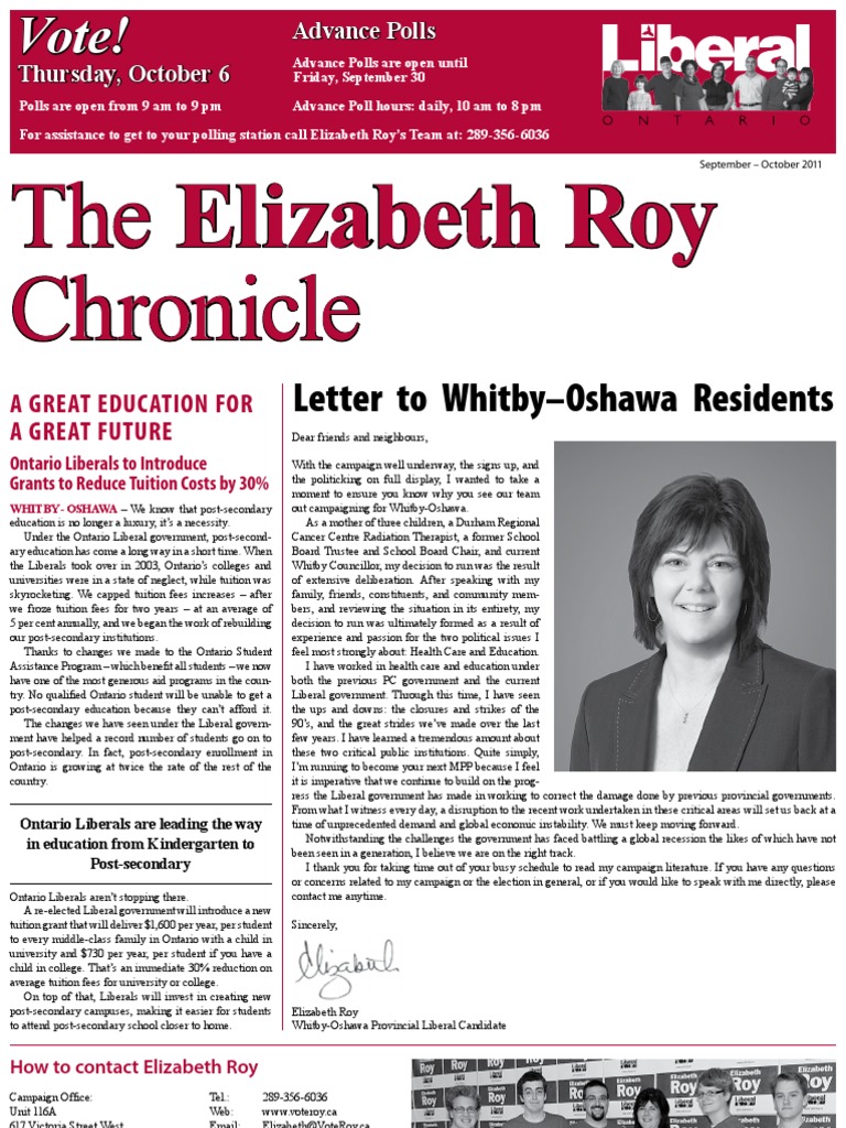 The Elizabeth Roy Chronicle | PDF | Ontario | Public Transport