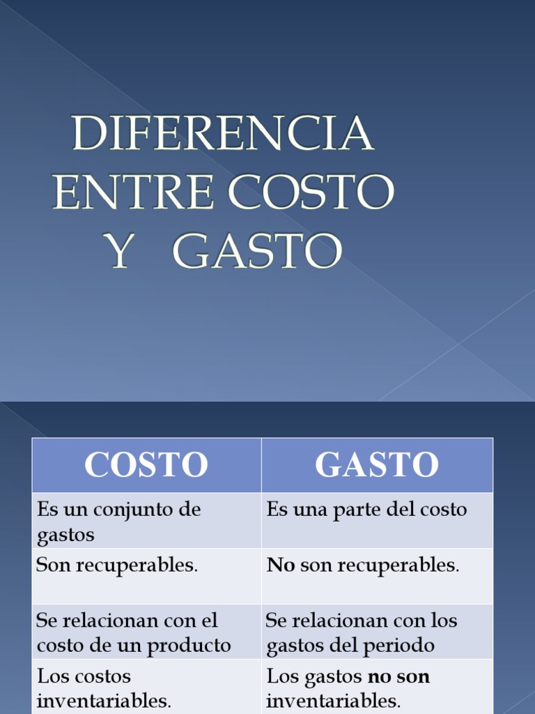 2 Cuadro Diferencias Entre Costo y Gasto | PDF | Finanzas y dinero