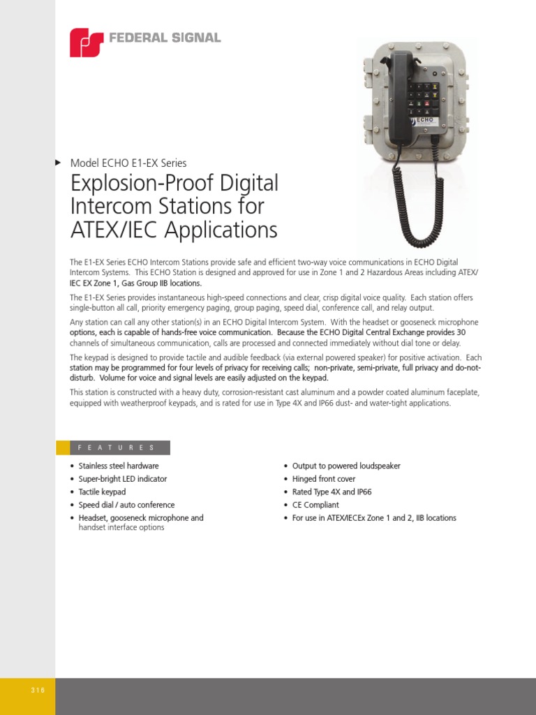 Explosion-Proof E1-EX Intercom Stations | PDF | Headphones | Microphone