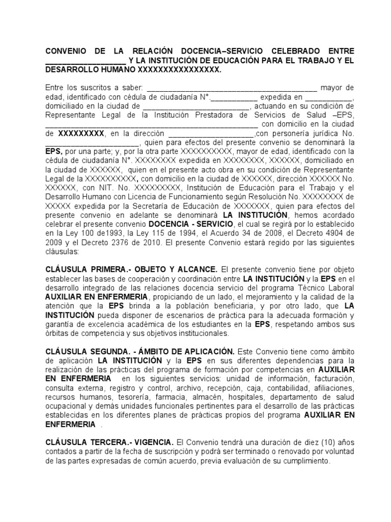 Convenio Docencia-Servicio en Salud | PDF | Institución | Enseñando