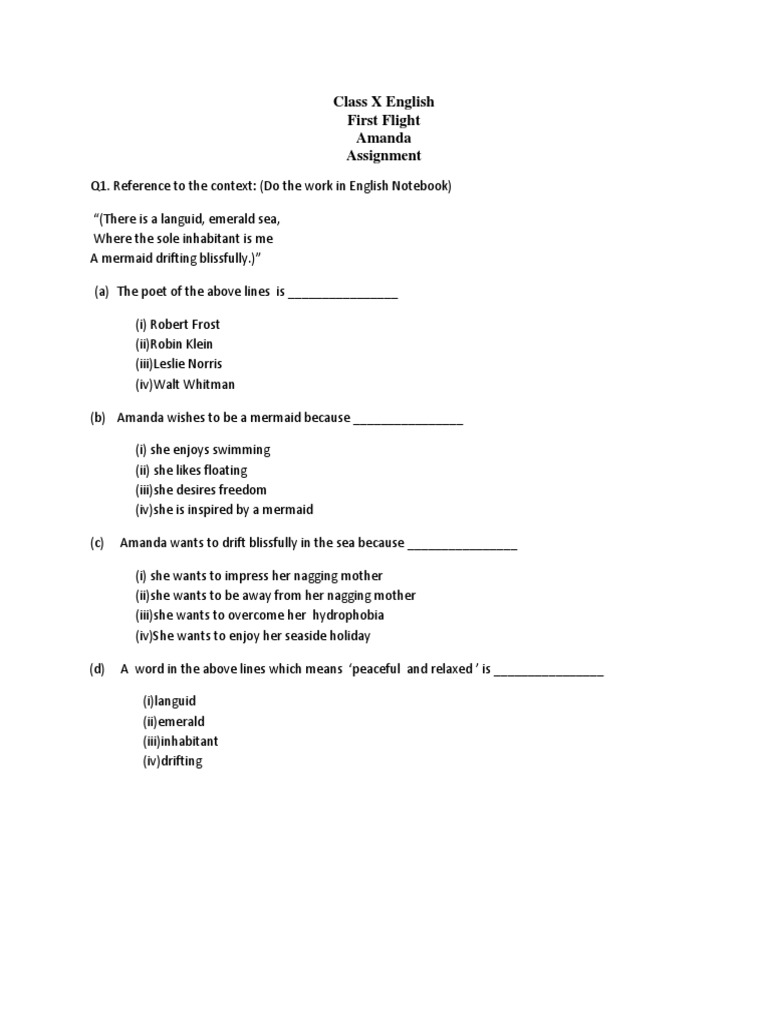 10 English - Amanda - Assignment | PDF