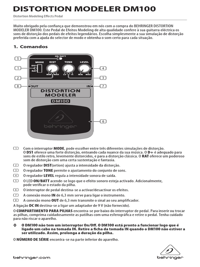 Behringer DM100 | PDF | Eletricidade | Eletrônicos