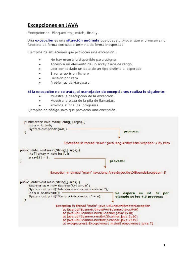 Excepciones en JAVA | PDF | Programa de computadora | Programación