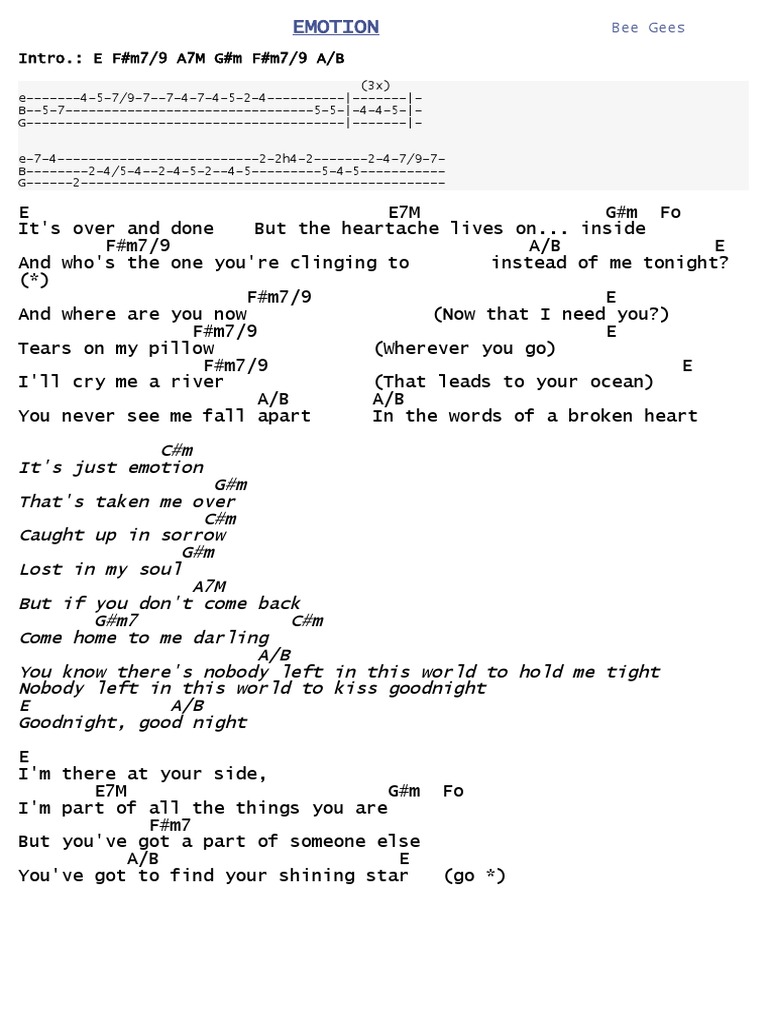 Bee Gees - Emotion E | PDF Bee Gees - Emotion E | PDF