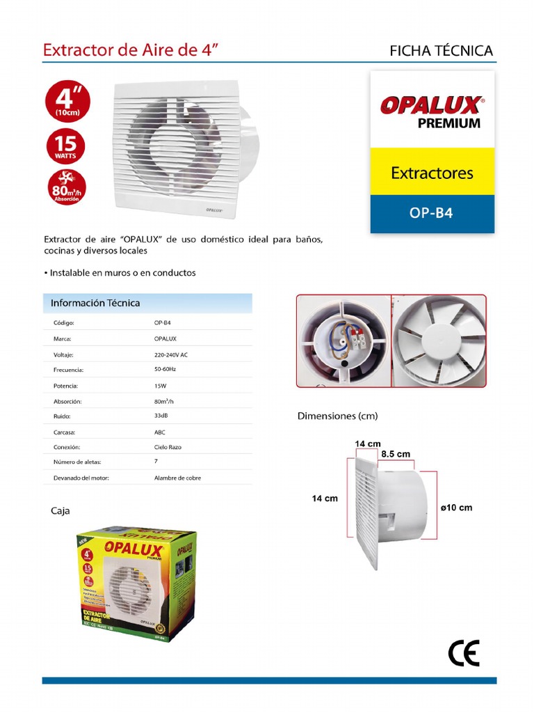 FICHA-TECNICA-OP-B4 Extractor Aire | PDF