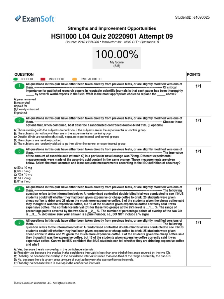 Exam Taker Answer Report | PDF