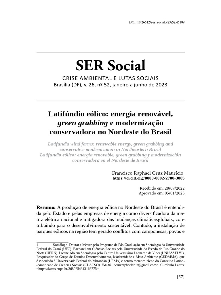 Latifúndio+Eólico+Energia+Renovável,+Green+Grabbing+e+Modernização | PDF Latifúndio+Eólico+Energia+Renovável,+Green+Grabbing+e+Modernização | PDF