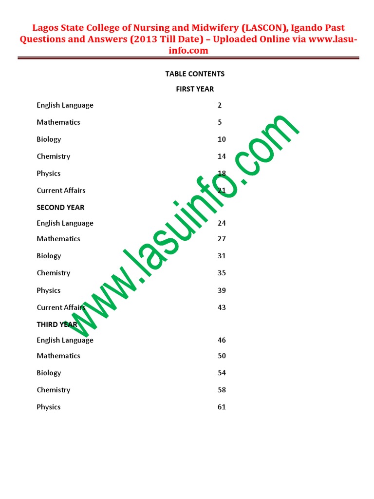 LASCON Igando Past Questions and Answers | PDF