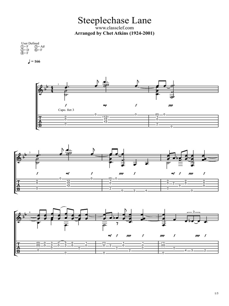 Chet Atkins' Steeplechase Lead Sheet | PDF | Chordophones | Guitar ...