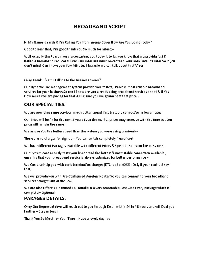 Broadband Script | PDF