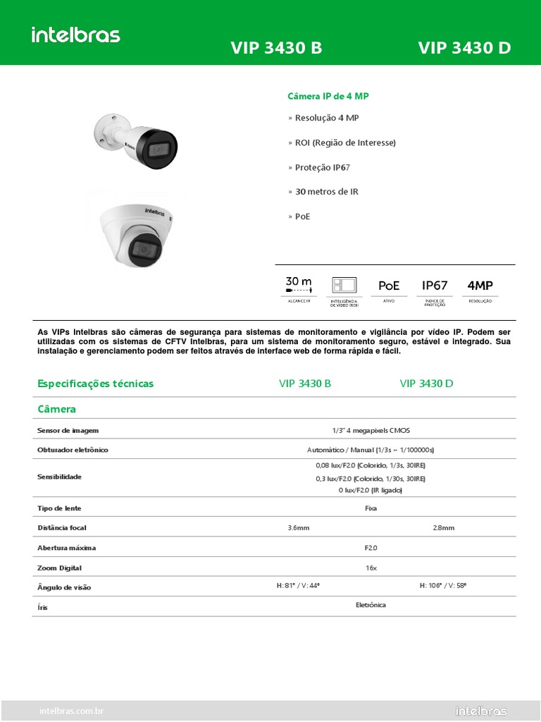 Datasheet (Ficha Técnica) - VIP 3430 B e VIP 3430 D | PDF