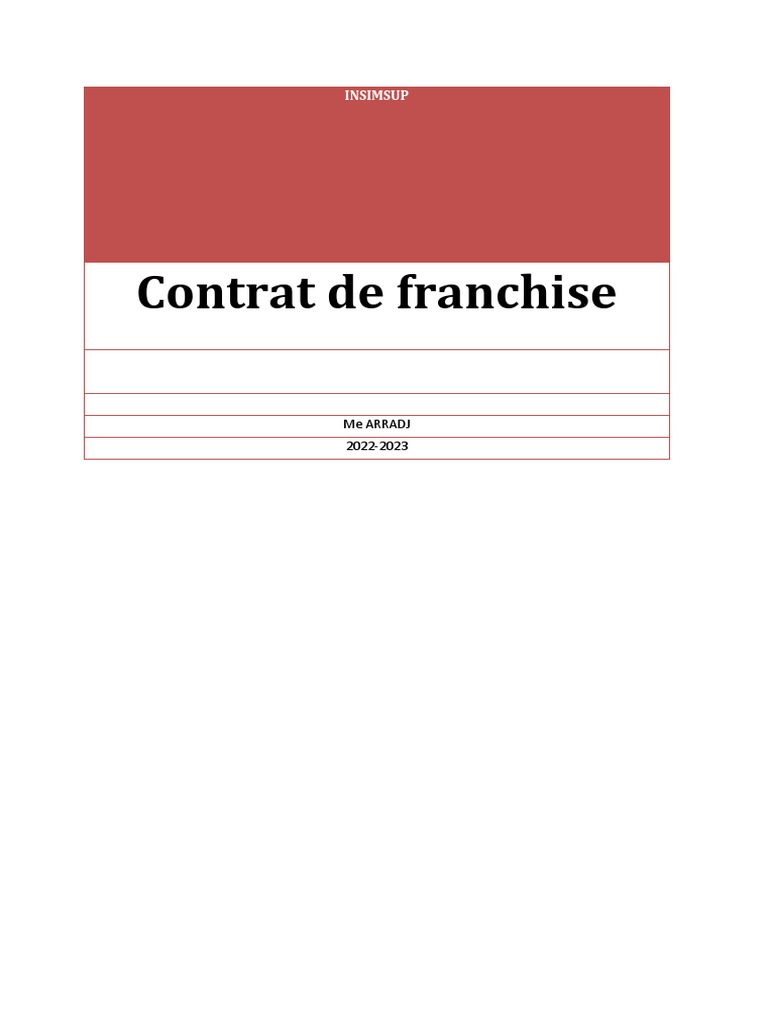 Guide du Contrat de Franchise | PDF | Franchise (réseau commercial ...