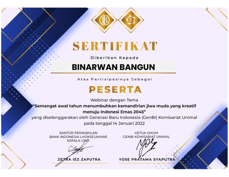 Contoh Sertifikat | PDF