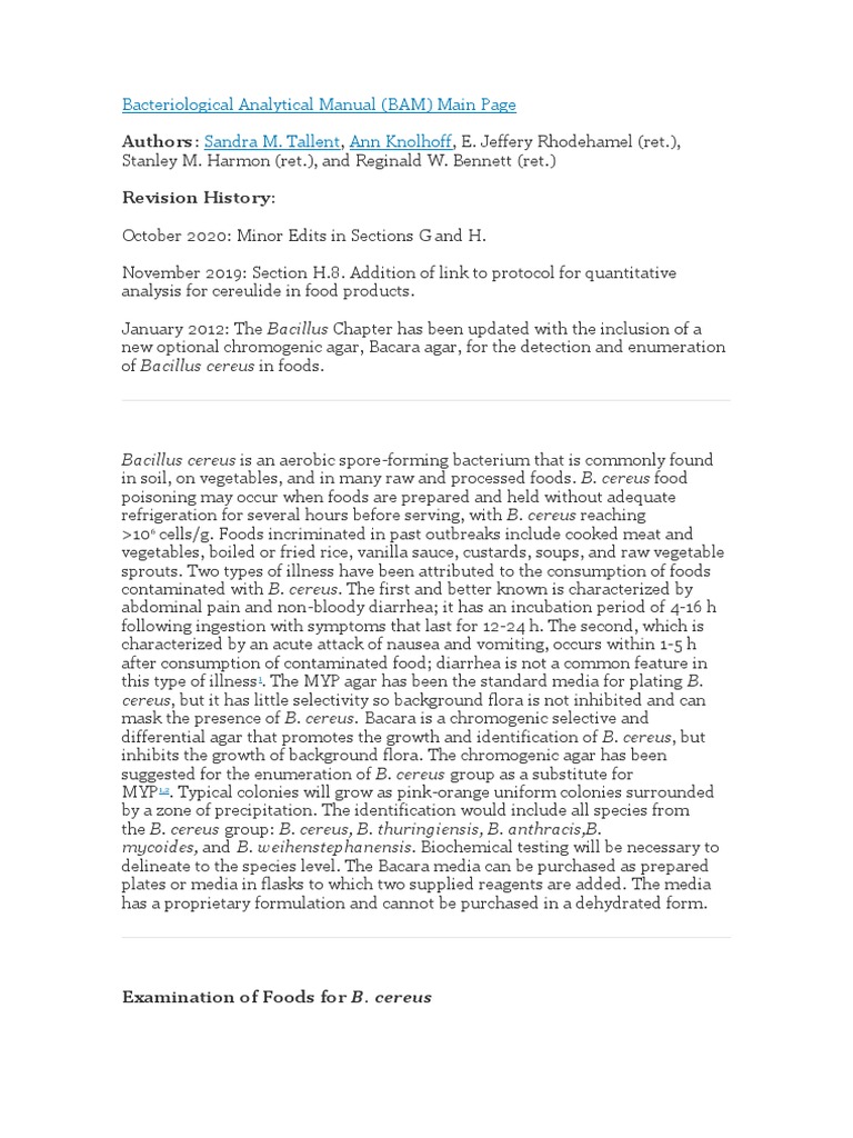FDA-BAM Online 8th Ed. Rev. A - 1998. October 2020. Chapter 14 | PDF