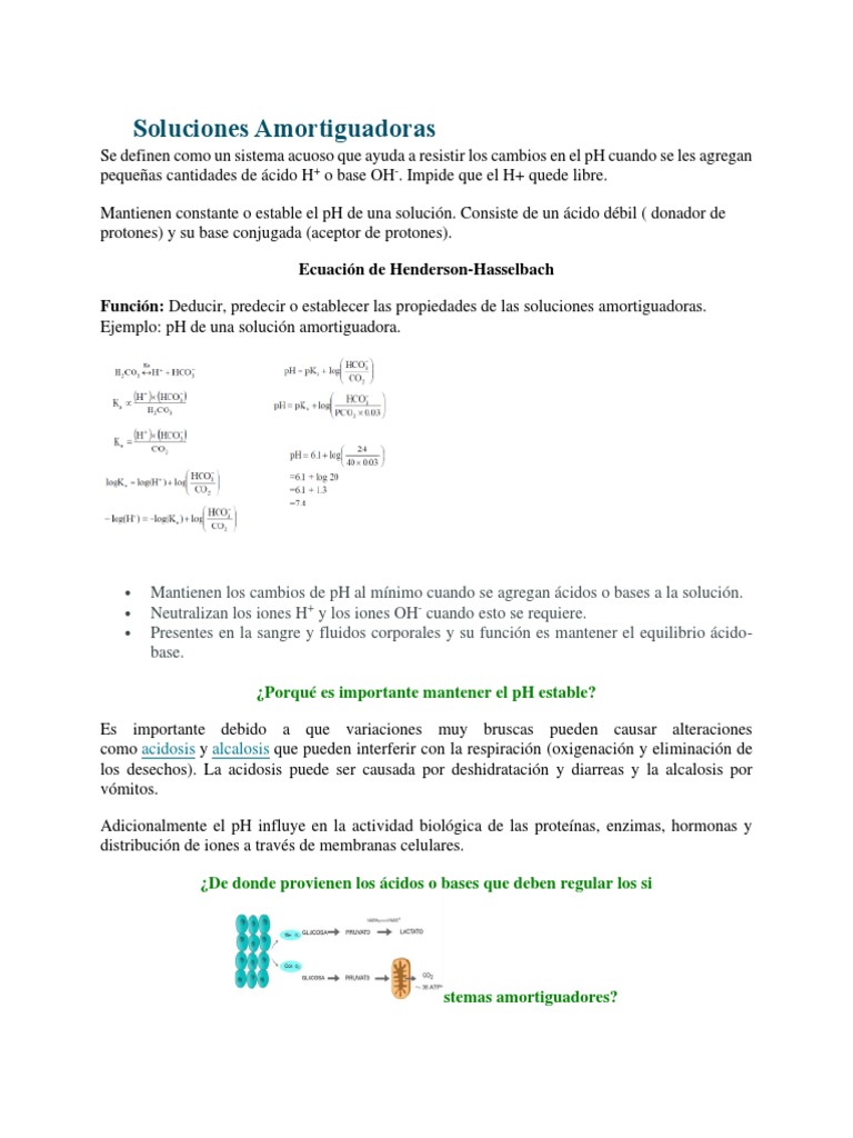 Soluciones Amortiguadoras | PDF | Solución tampón | Metabolismo