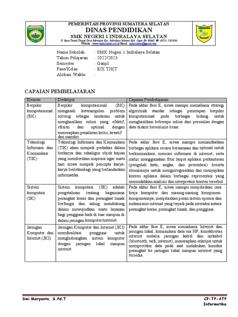 06 - CP-TP-ATP-Informatika 22-23 - OK | PDF | Komputer