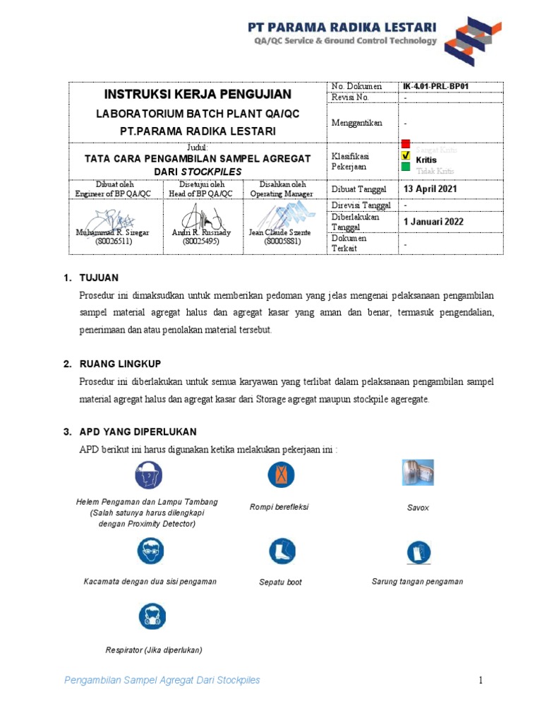 IK-4.01-PRL-BP01 - Tata Cara Pengambilan Contoh Agregat Dari Stockpile ...