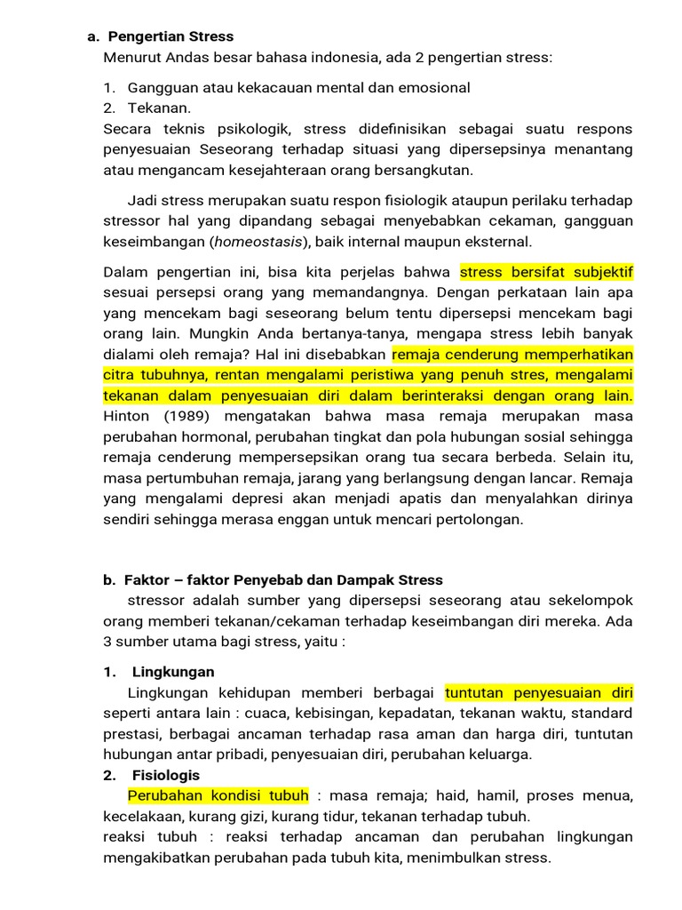 RPL STRESS DAN CARA MENGATASINYA (Ganjil) | PDF