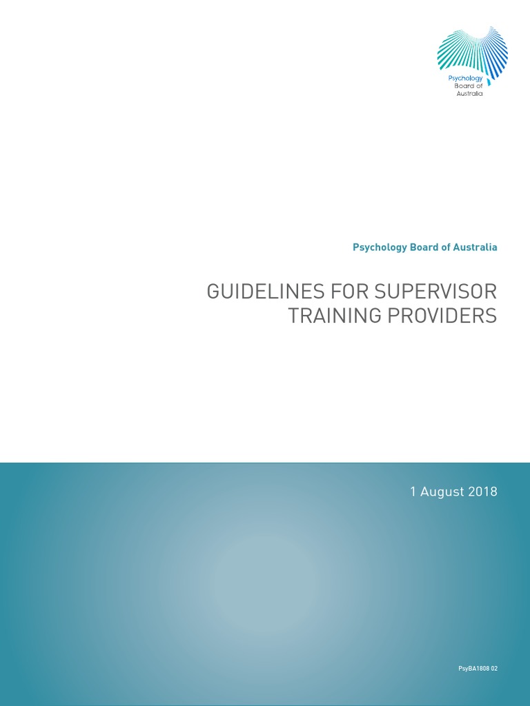 Psychology Board Guidelines Guidelines For Supervisor Training ...
