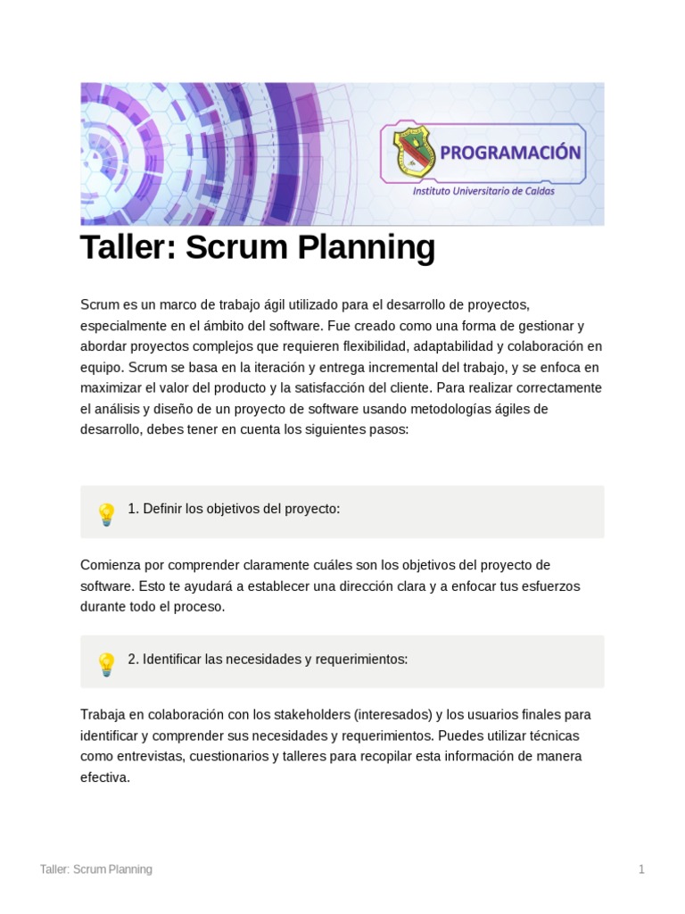Taller Scrum Planning | Descargar gratis PDF | Software | Scrum (desarrollo de software)