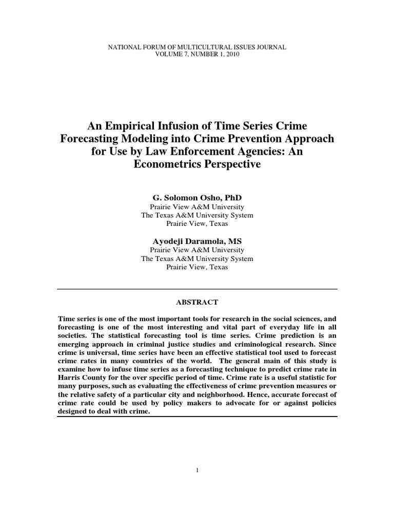 Osho G Solomon An Empirical Infusion Of Time Series Crime Forecasting Modeling Nfmij V7 N1