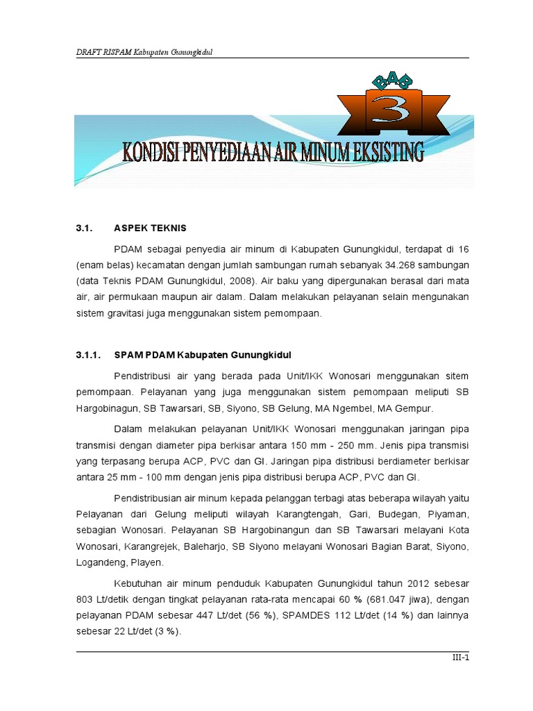 Bab Iii Kondisi Spam Existing Pdam | PDF