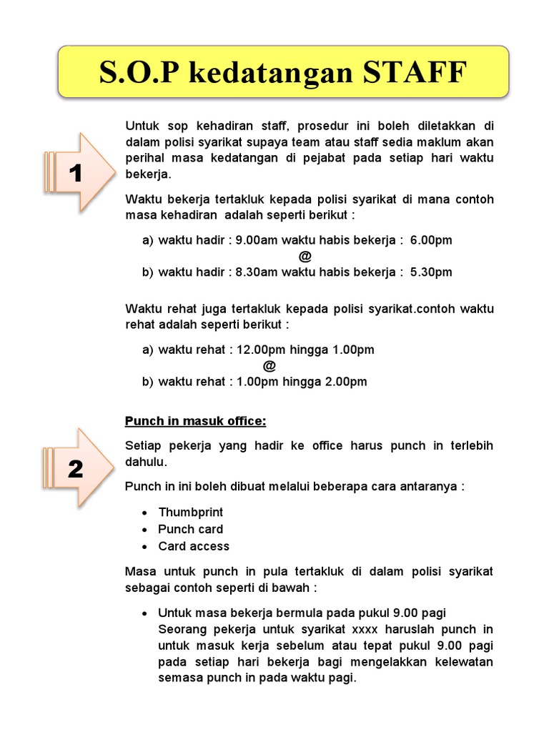 Sop Kedatangan Staff | PDF | Karier & Perkembangan | Bisnis