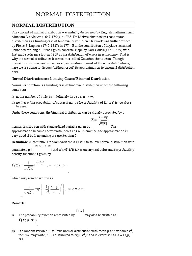 Normal Distribution | PDF | Normal Distribution | Probability Density ...