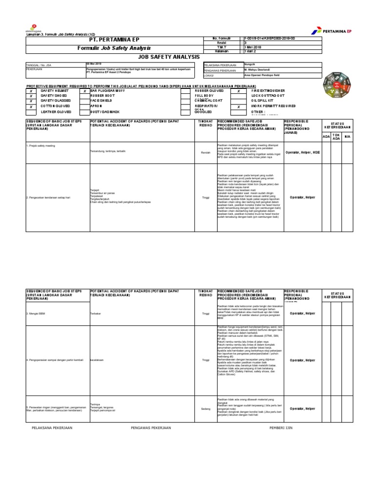 Jsa Pertamina New | PDF
