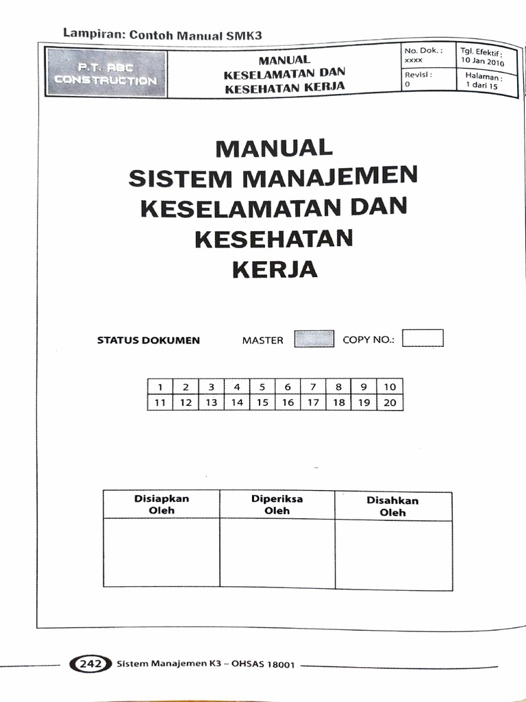 Buku Merah - Lampiran Contoh Manual SMK3 | PDF
