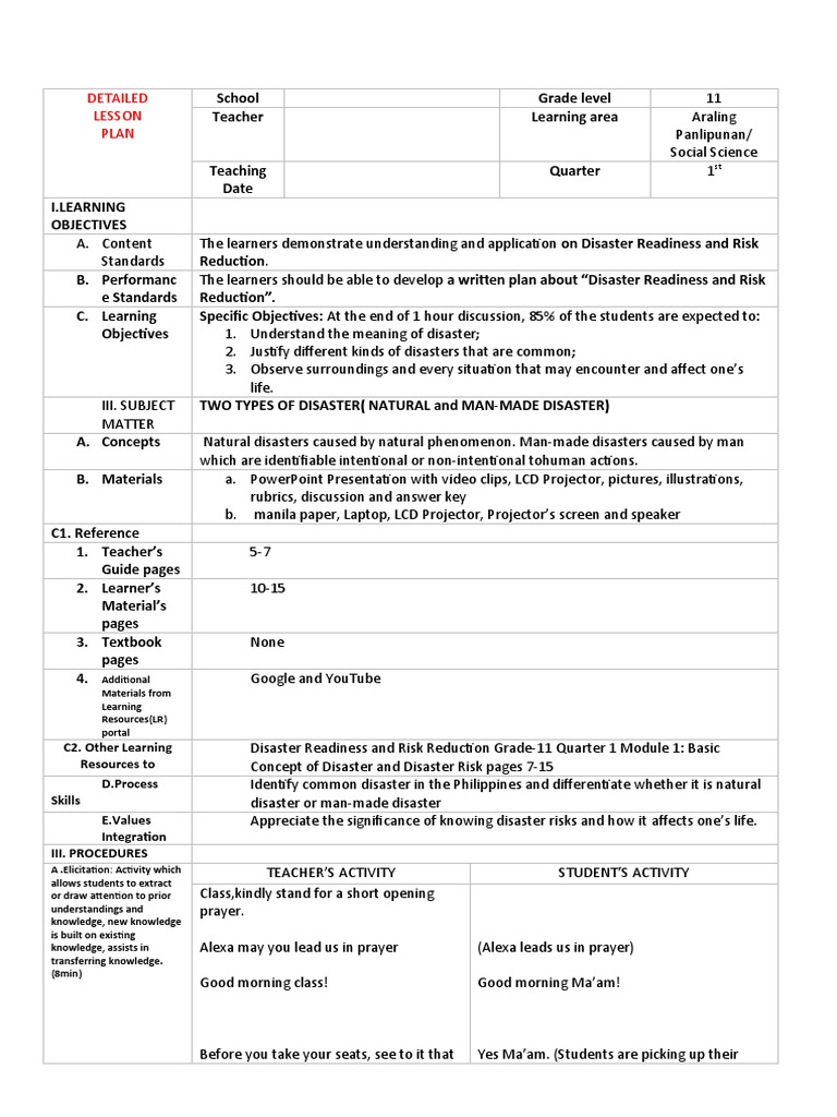 Detailed Lesson Plan 2021 | PDF